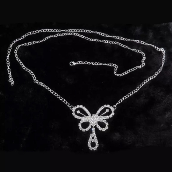 Jewelry | Silvertone Rhinestone Butterfly Belly Chain | Poshmark